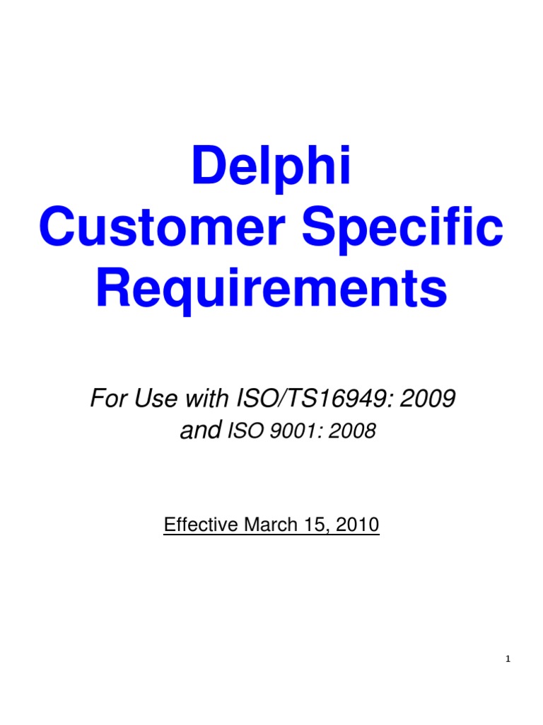 Delphi Customer Specific Requirements | PDF | Iso 9000 | Specification ...