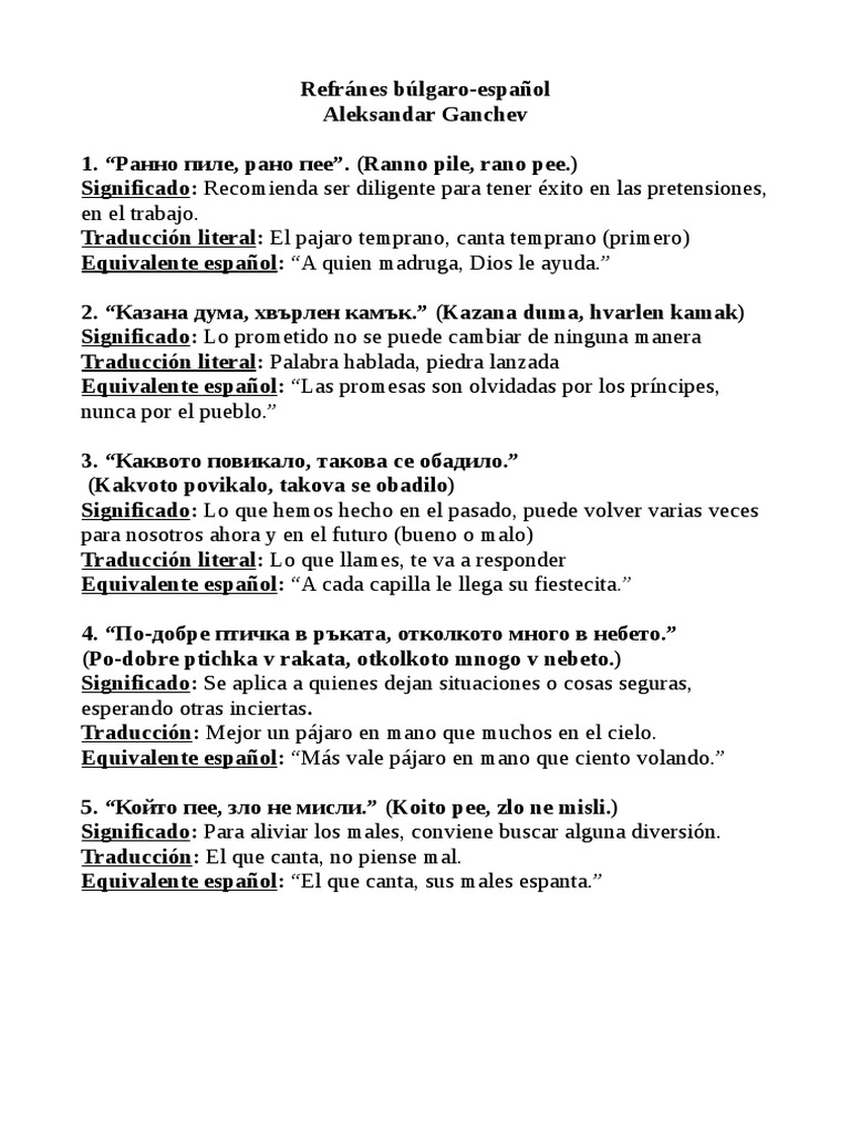 Refránes Búlgaro-Español | PDF