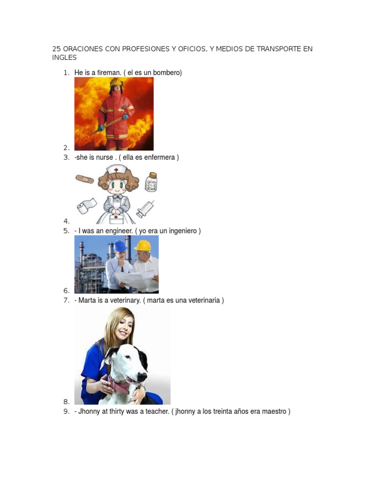 25 Oraciones Con Profesiones y Oficios | PDF