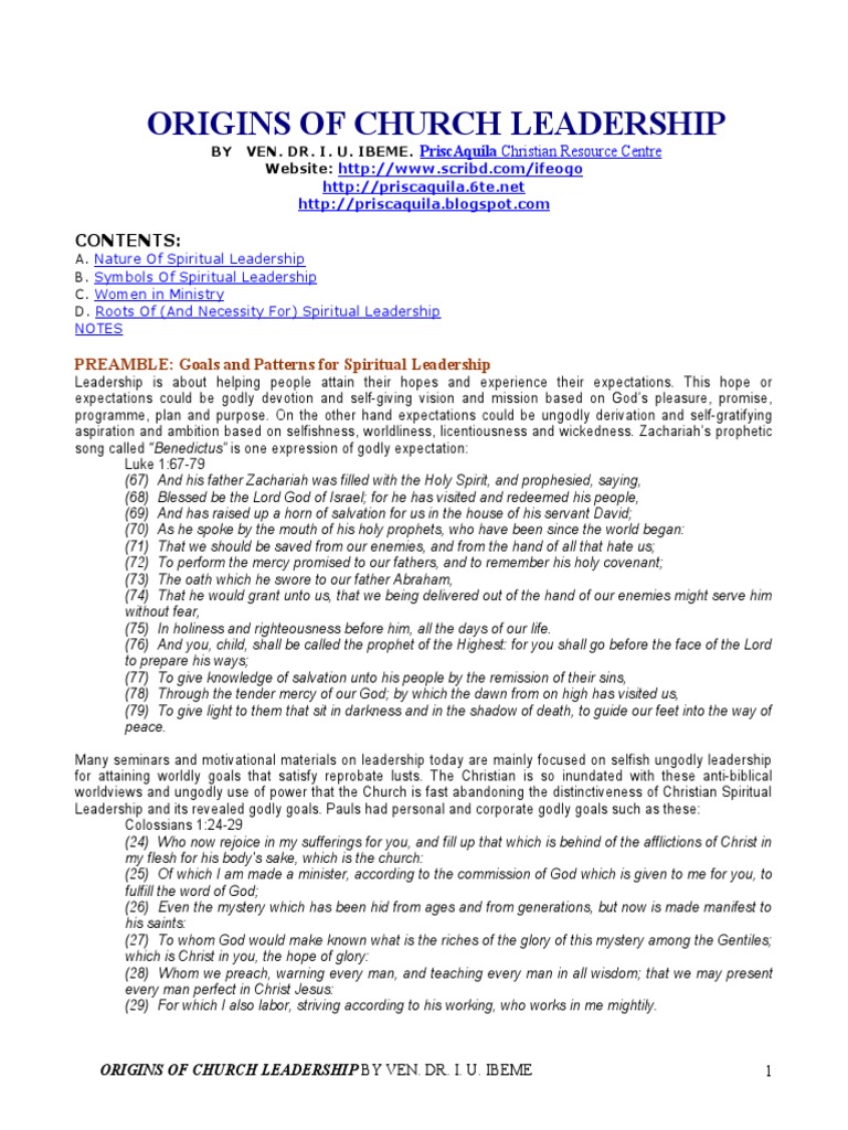 Origins of Church Leadership | PDF | Deacon | Clergy