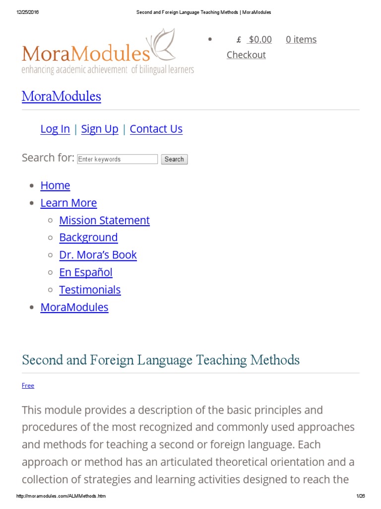 Second and Foreign Language Teaching Methods - MoraModules | PDF | Second Language | Second ...