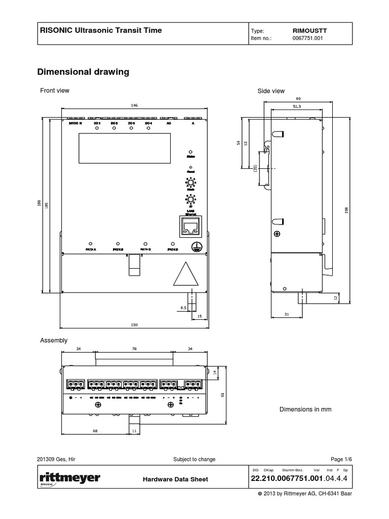 RISONIC Ultrasonic Transit Time Module E22 210 0067751 001 | PDF ...