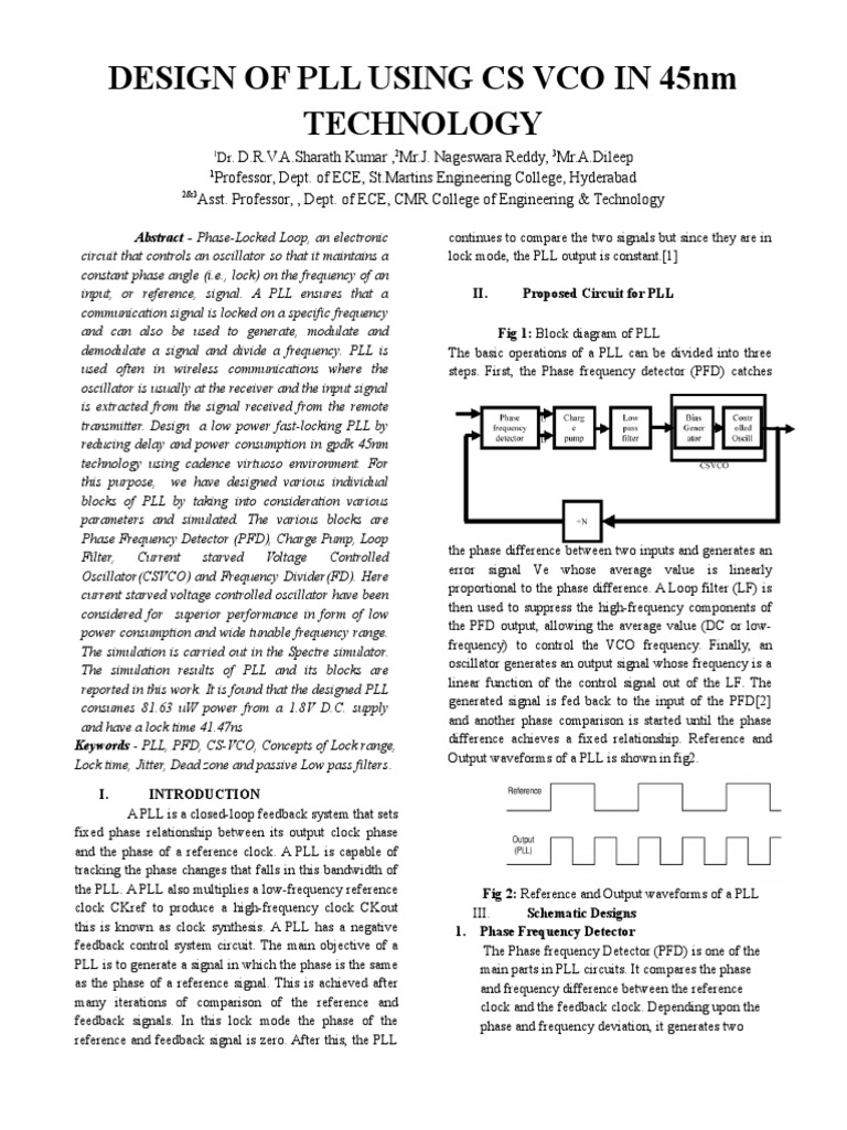PLL Design with CS VCO in 45nm Tech | PDF | Detector (Radio) | Feedback