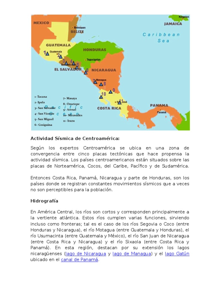 Actividad Sísmica de Centroamérica
