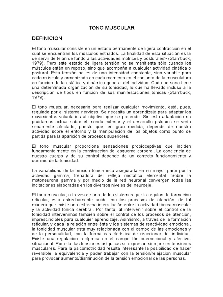 Tono Muscular | PDF | Músculo | Neurona