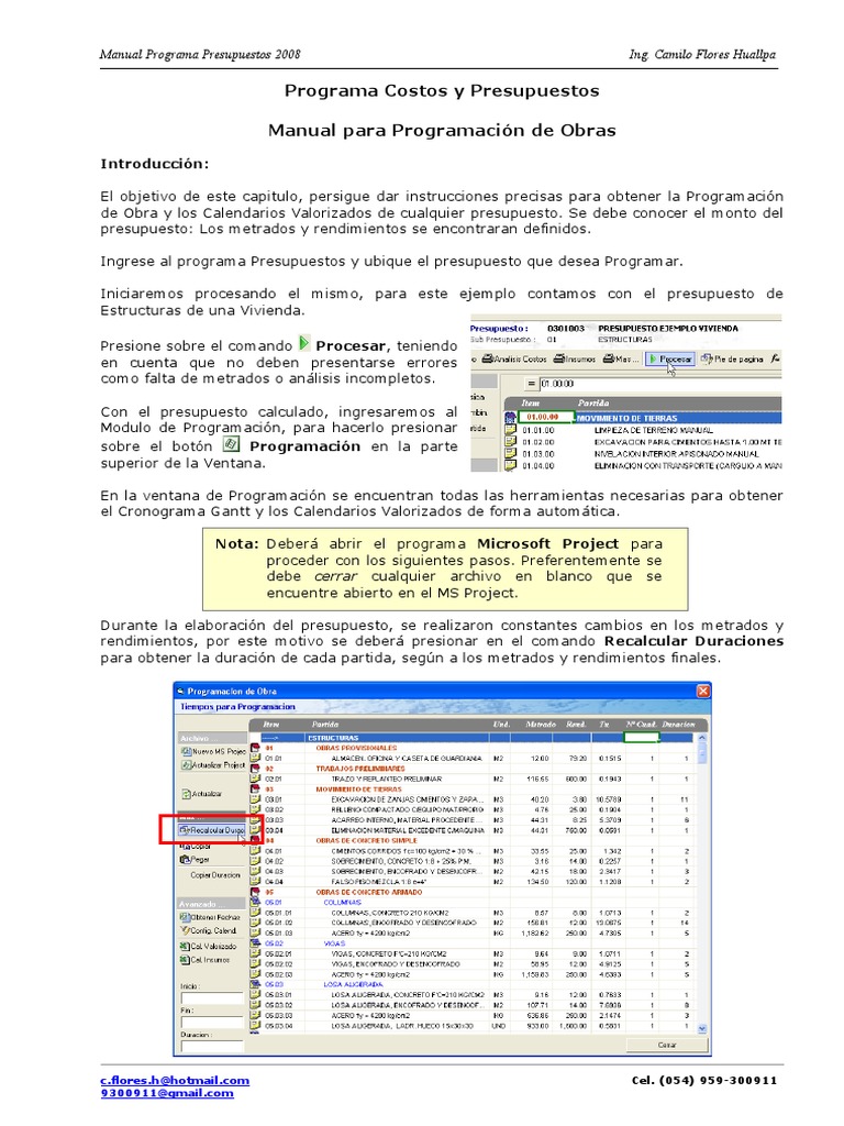 Manual Programacion de Obras | PDF