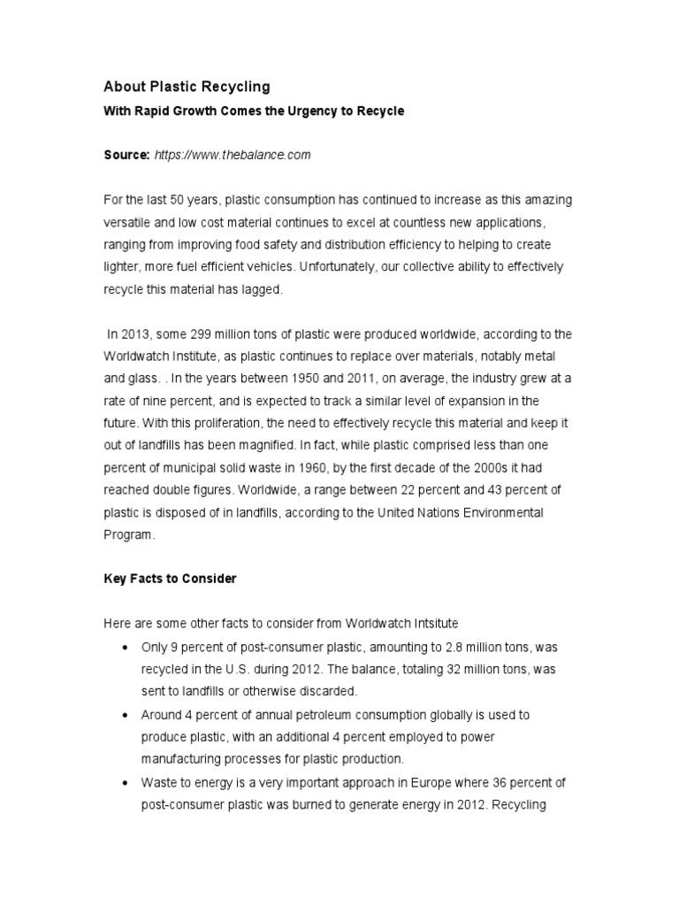 2 About Plastic Recycling | PDF | Recycling | Plastic