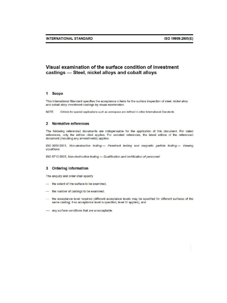 ISO 19959 - 2005 Visual Acceptance Criteria. | PDF