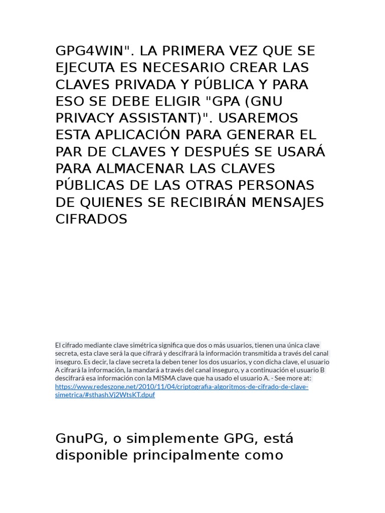 GPG4WIN | PDF | Clave (criptografía) | Criptografía
