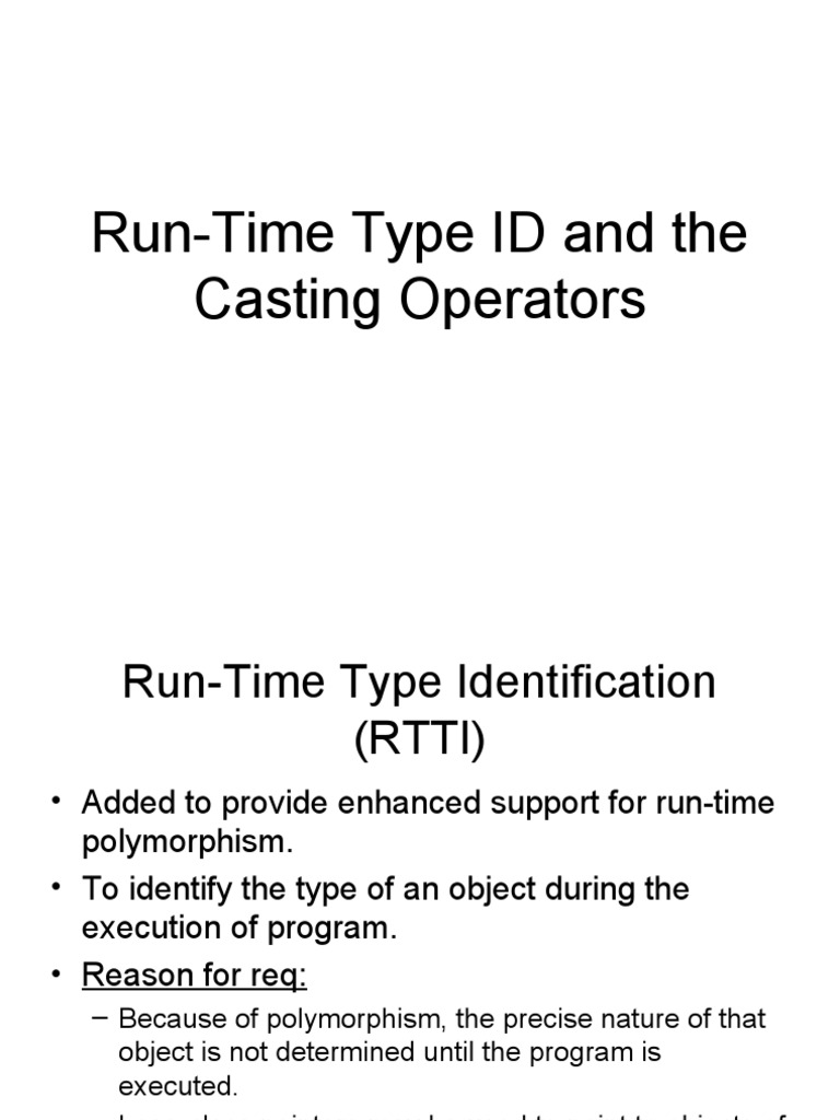 Rtti And Casting Operator In C Pdf Class Computer Programming C 4849