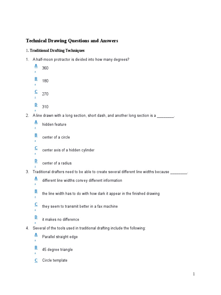 Technical Drawing Questions & Answers | PDF | Perspective (Graphical ...