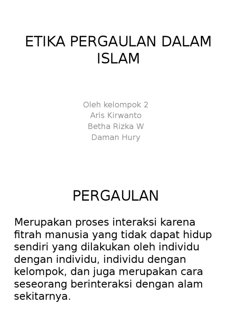 Etika Pergaulan Dalam Islam | PDF