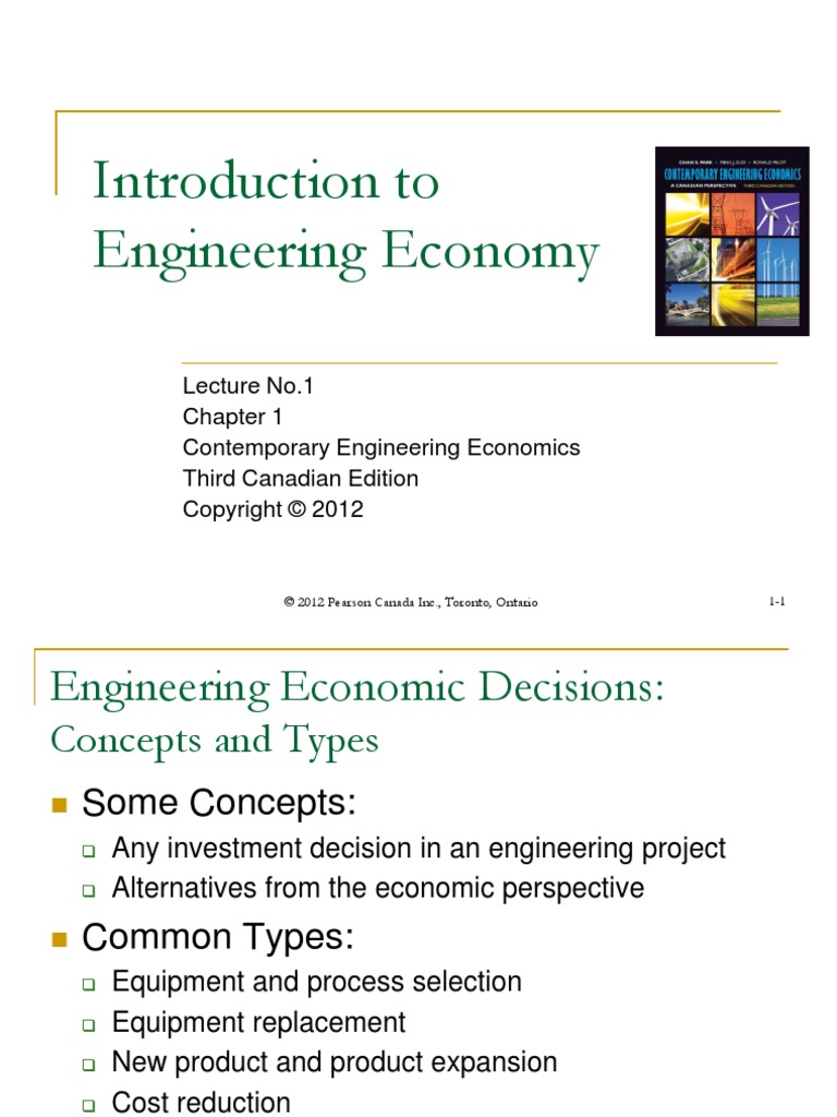 Introduction To Engineering Economy: Lecture No.1 Contemporary ...
