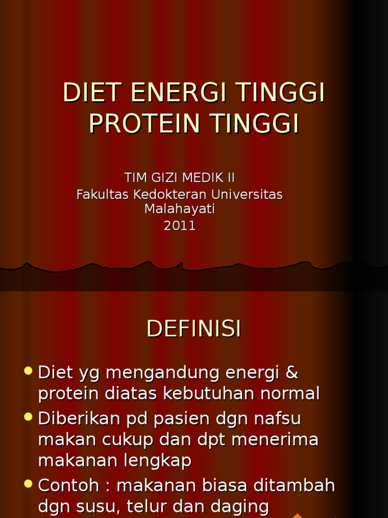 Diet Energi Tinggi Protein Tinggi | PDF
