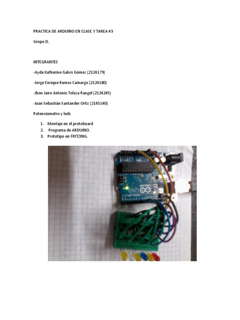 Practica de Arduino en Clase y Tarea | PDF
