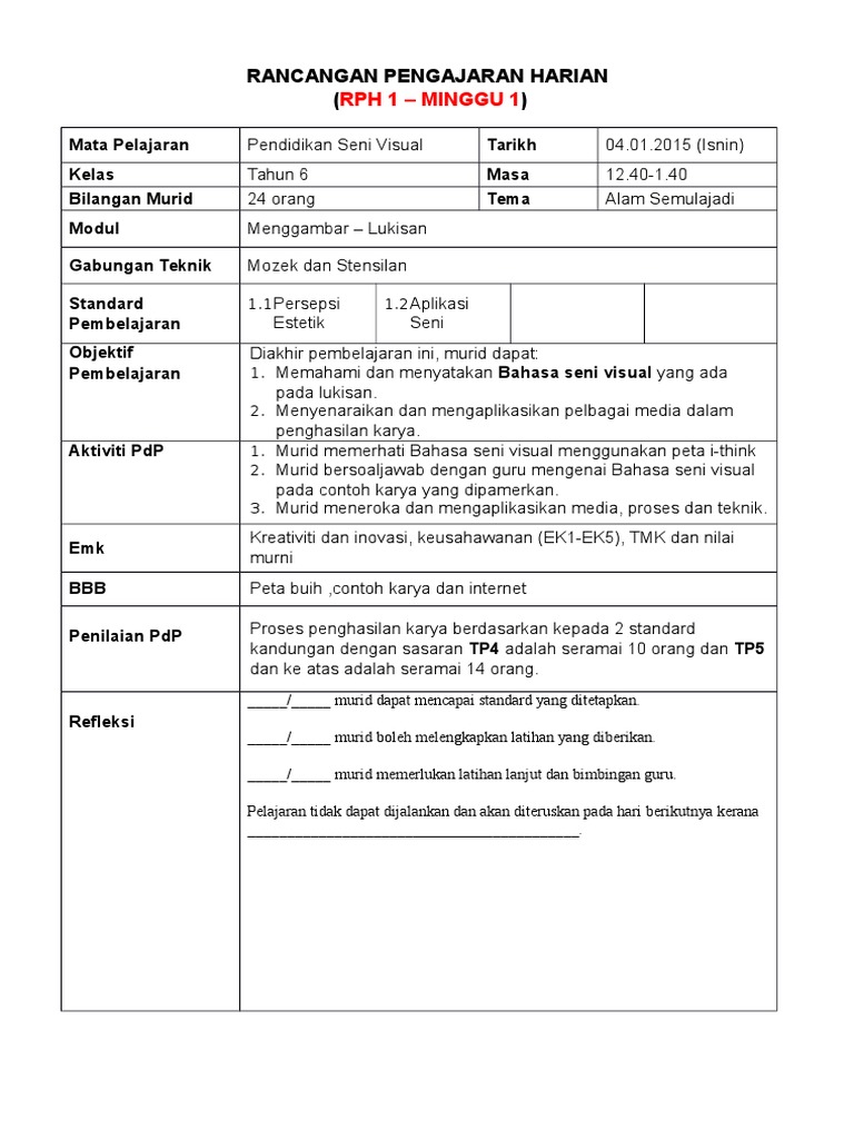 RPH PSV Tahun 6 | PDF