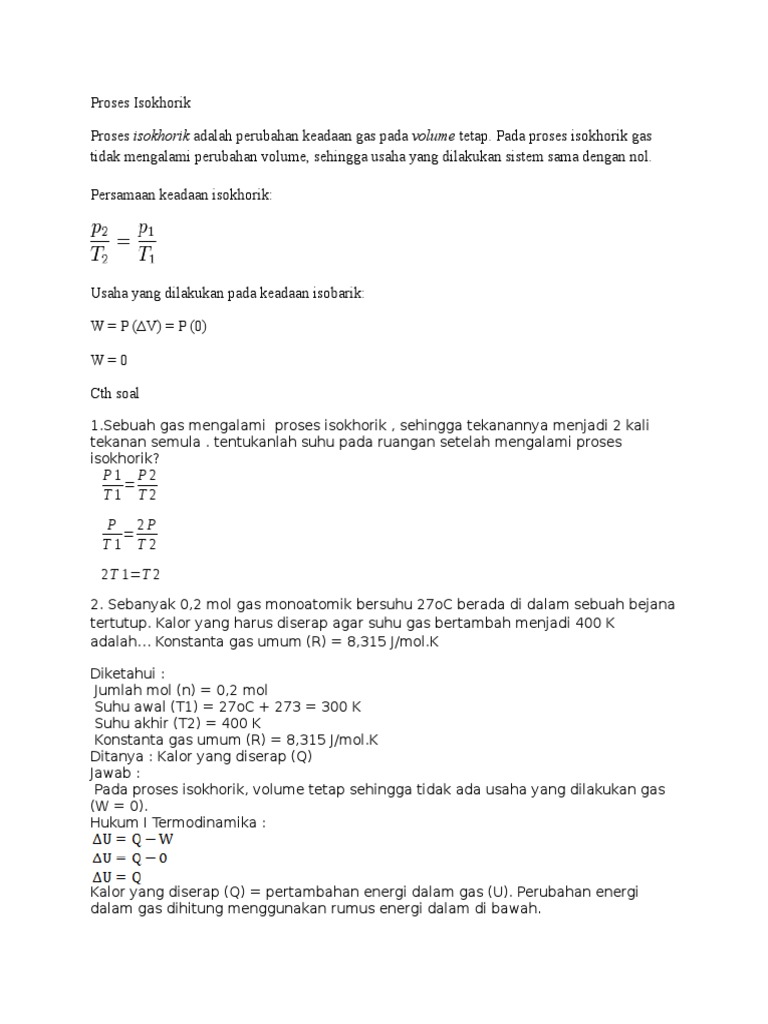 Proses Isokhorik pada Gas Ideal | PDF | Metode & Bahan Ajar | Sains ...