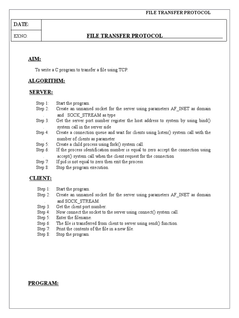 File Transfer Protocol | PDF | Port (Computer Networking) | Network Socket