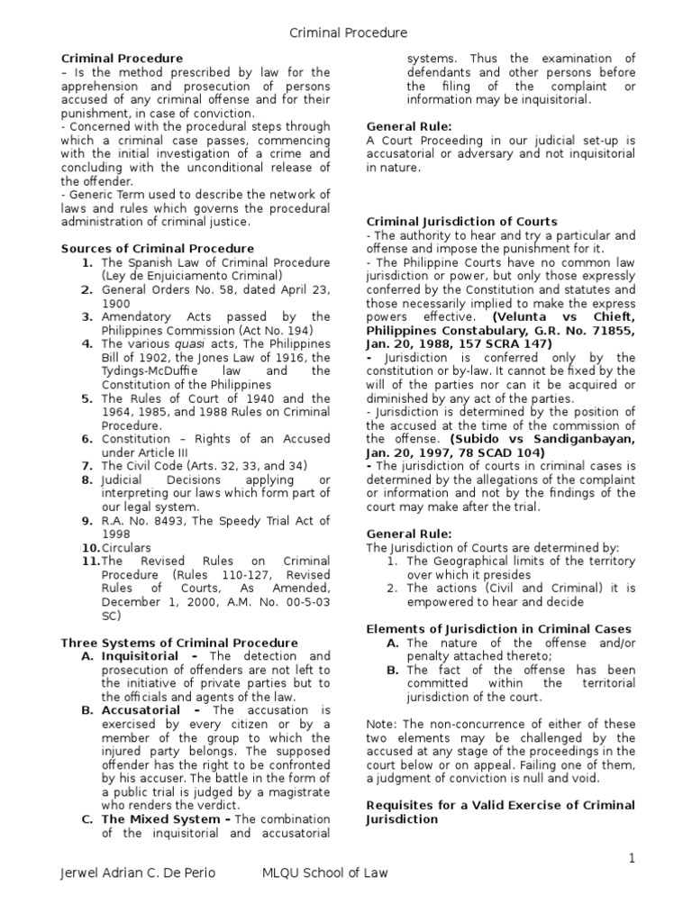 Overview of Criminal Procedure | PDF | Jurisdiction | Prosecutor