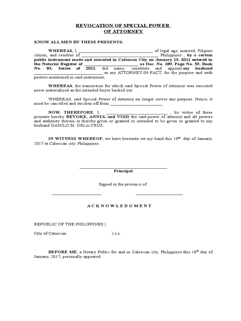 Revocation of Spa | PDF