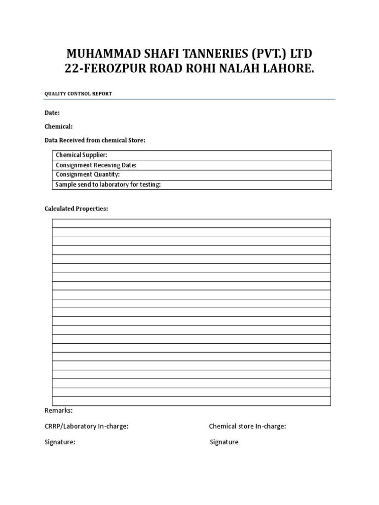 QC Report Performa PDF | PDF