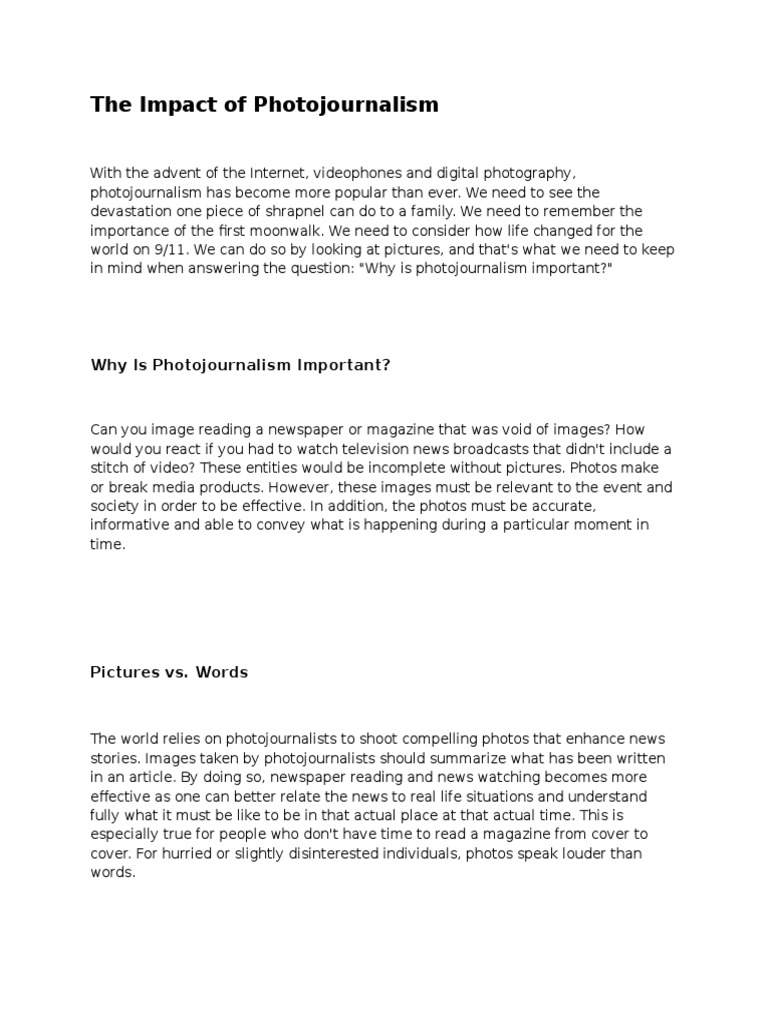 The Impact of Photojournalism | PDF | Journalism | Photo Manipulation