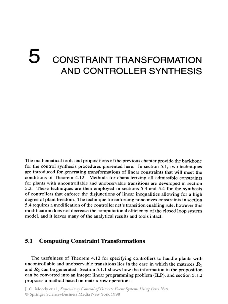 Constraint Transformation and Controller Synthesis | Download Free PDF | Matrix (Mathematics ...