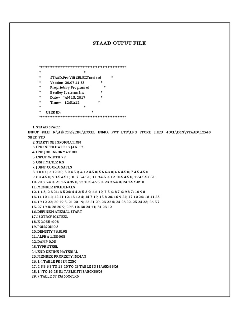 Staad Output FILE | PDF | Computing | Mechanical Engineering