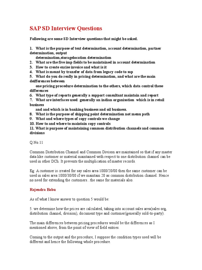 SAP SD Interview Questions | PDF | Invoice | Computing