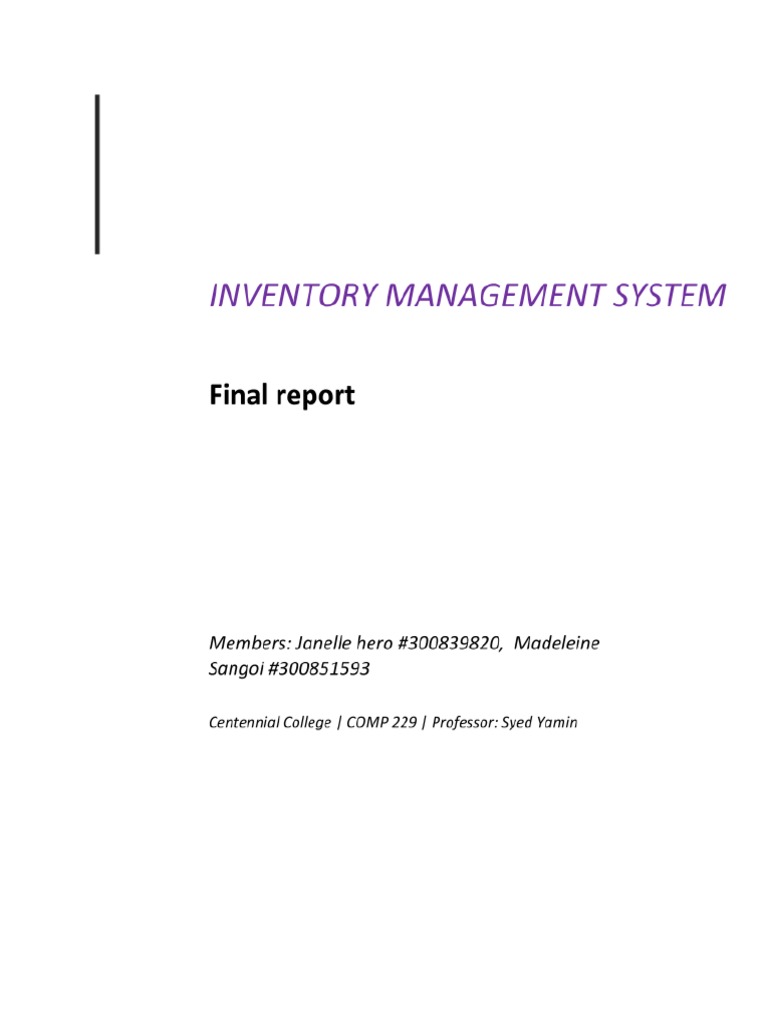 Inventory Management System | PDF | Databases | Inventory