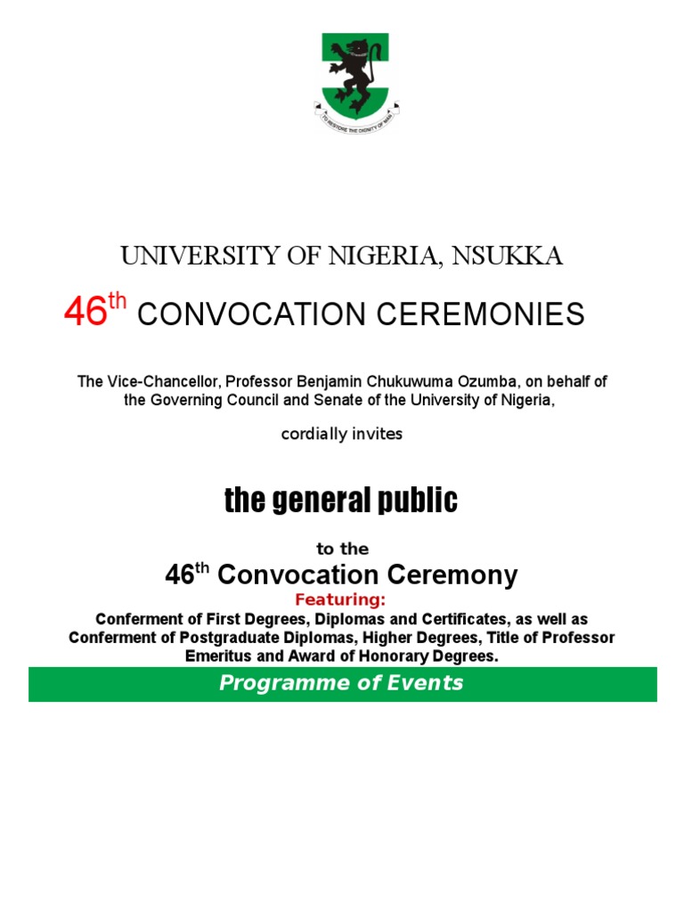 Programme of Events 46th Convocation | PDF | Academia | Titles
