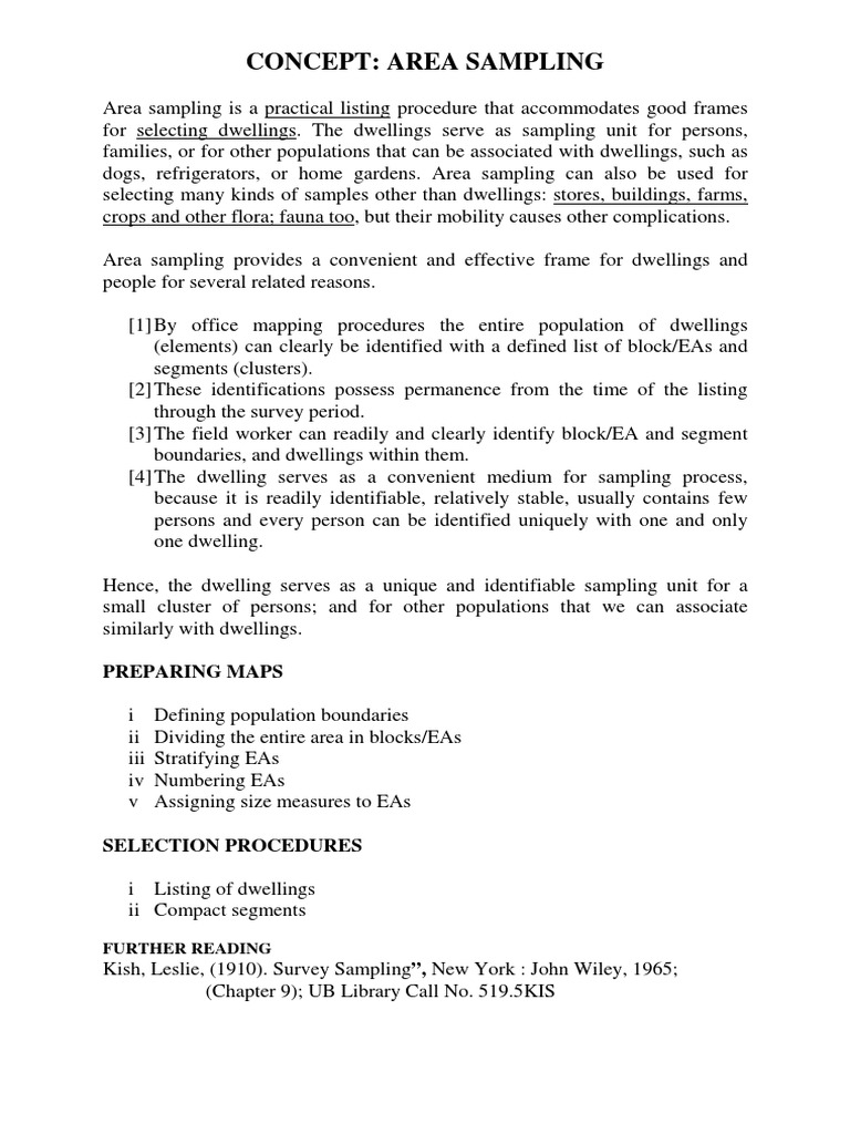 4.0 Area Sampling | PDF