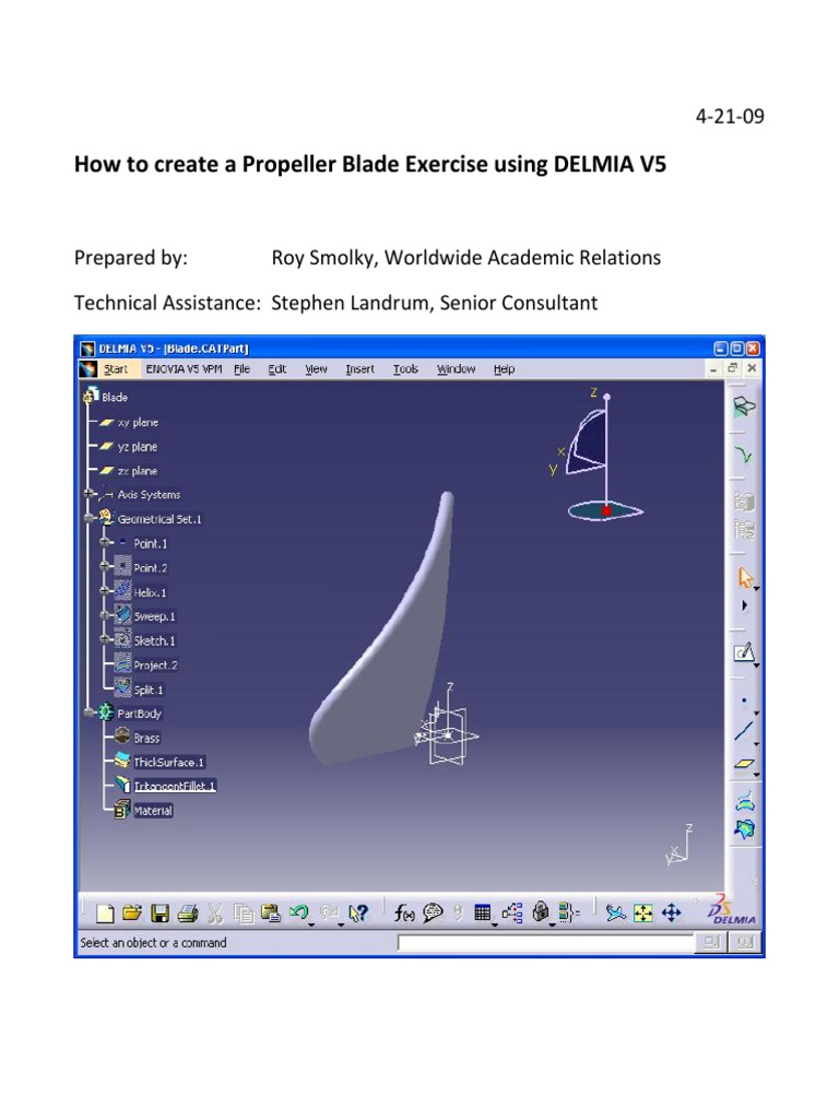 Create a Propeller Blade in DELMIA V5 | PDF | Dialog Box | Geometry