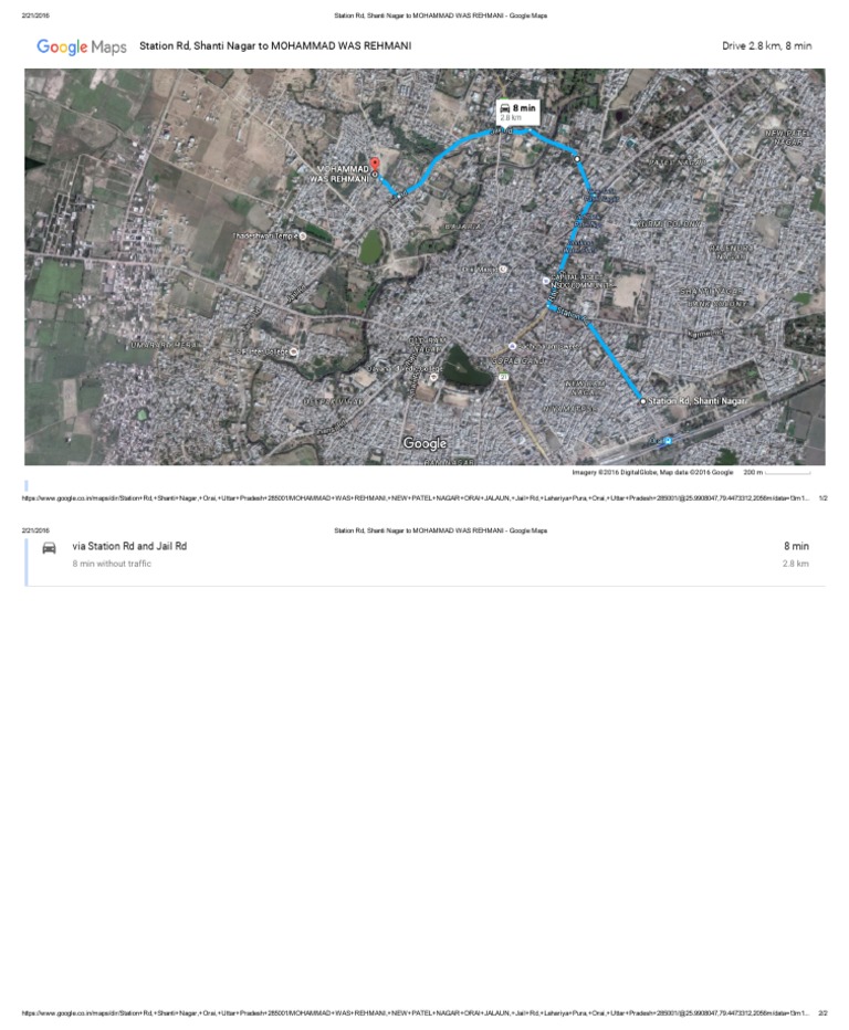 Route from Shanti Nagar to Rehmani | PDF