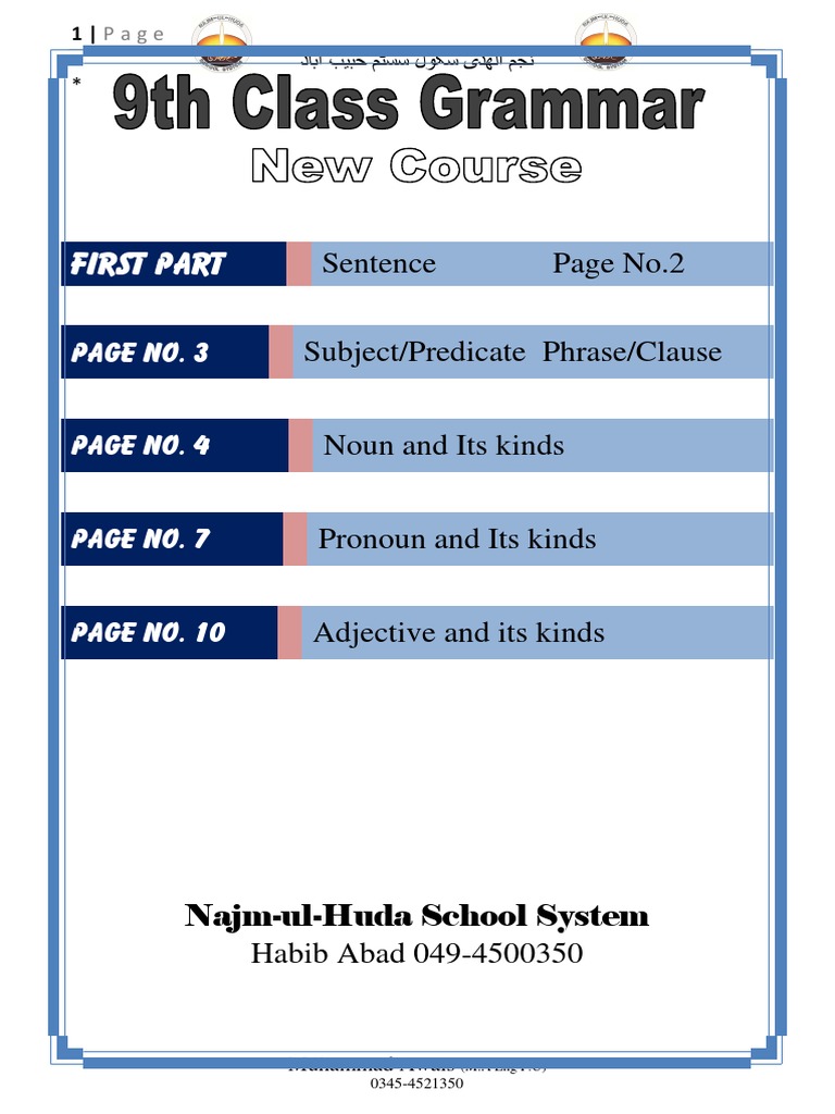 9th Class Grammar Short Notes PDF | PDF | Verb | Sentence (Linguistics)