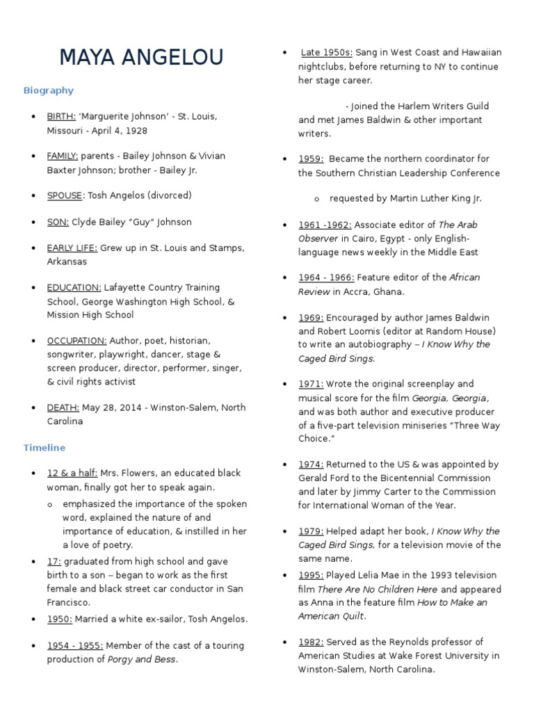Maya Angelou: Biography | PDF | Maya Angelou | Poetry