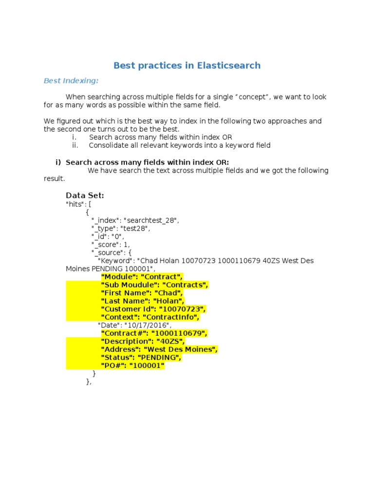 Best Practices In Elasticsearch Pdf Index Term Database Index 