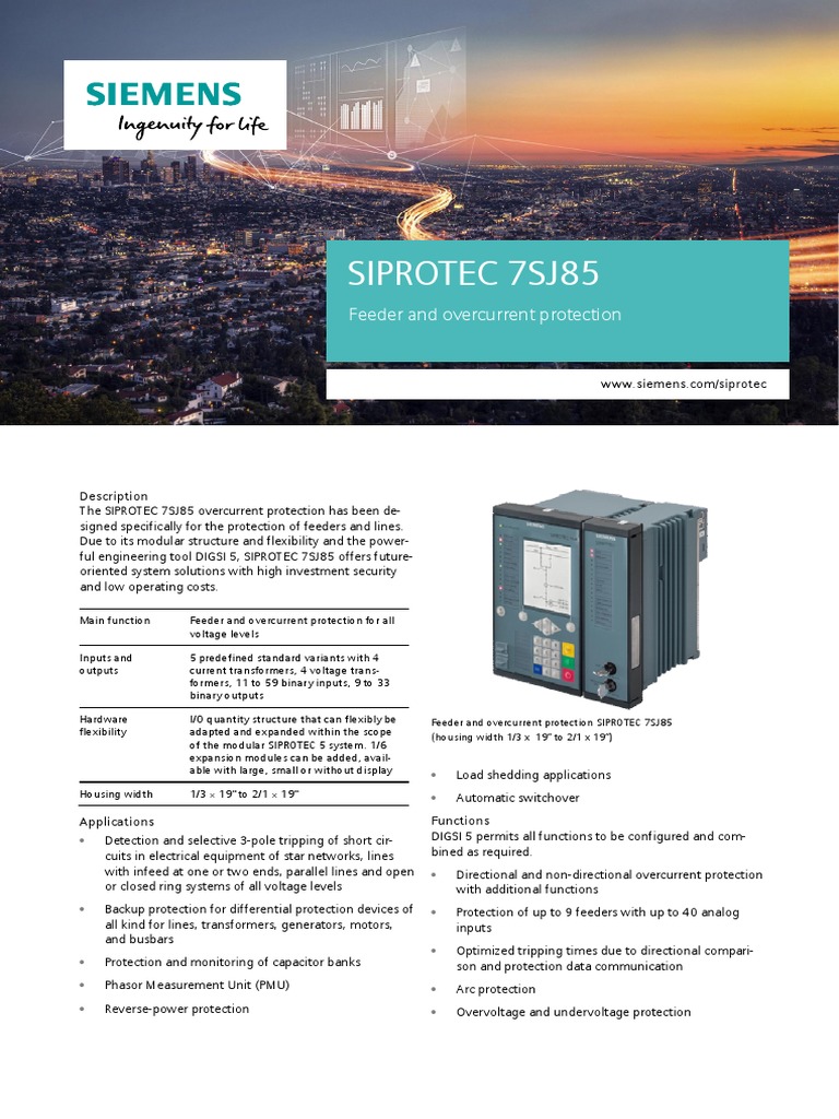 Siprotec 7sj85 v7 Profile | Computer Engineering | Electronic Engineering