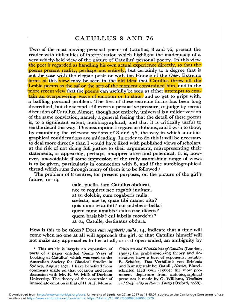 Understanding Catullus' Poems 8 and 76 | PDF | Horace | Poetry