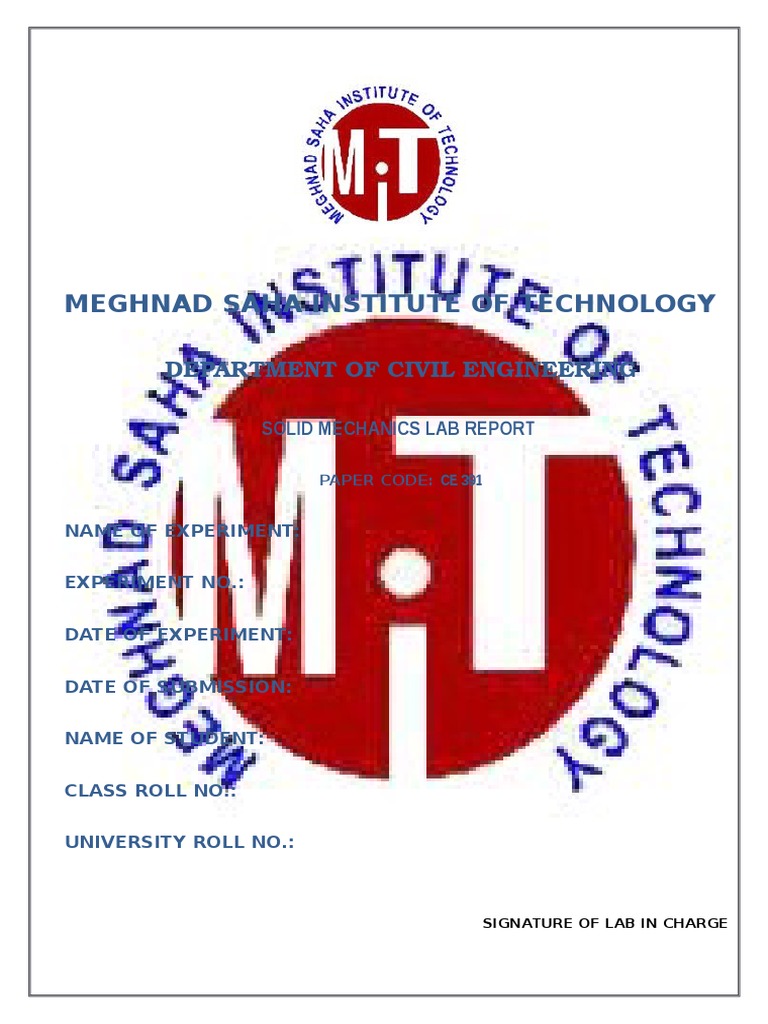 Cover Page Applied Mechanics Lab | PDF