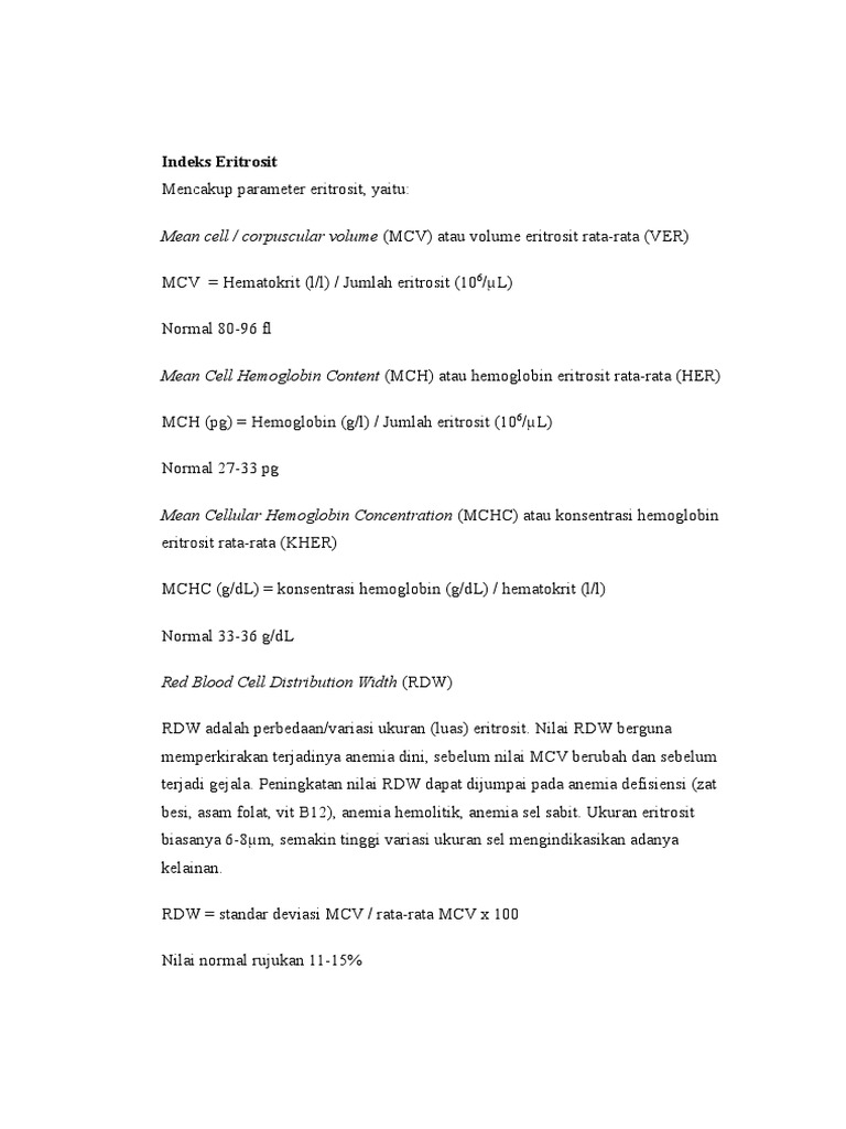 Indeks Eritrosit | PDF
