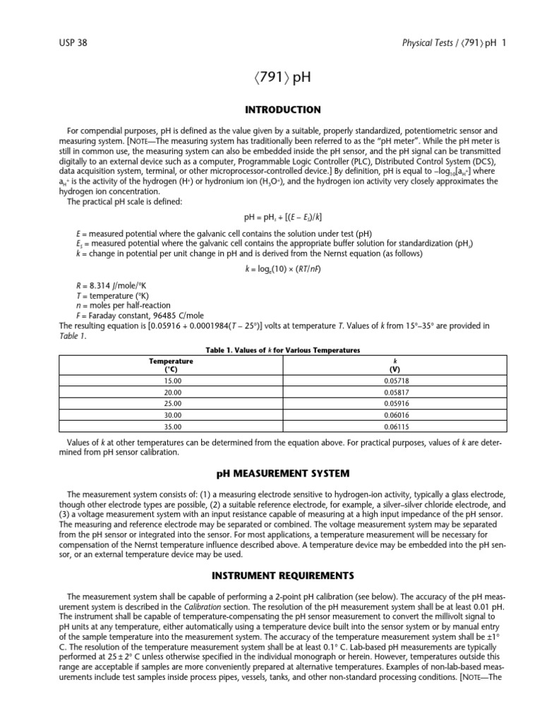 USP791 PH | PDF | Ph | Buffer Solution