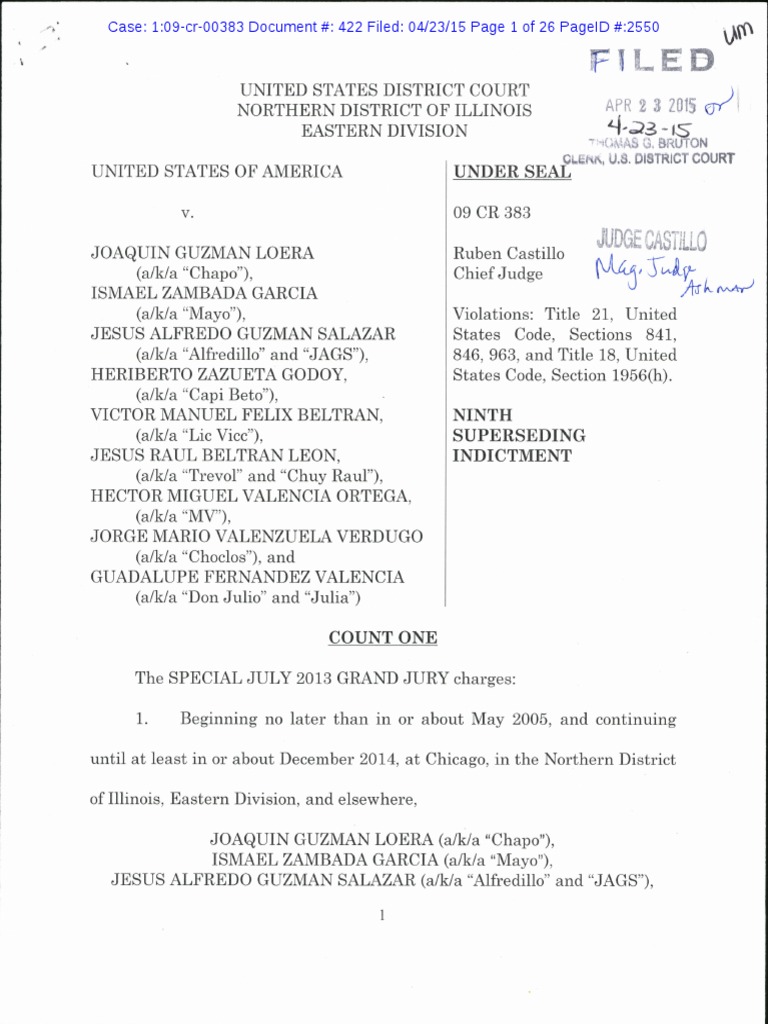 Jesus Raul El Chuy Beltran Leon Indictment Northern Illinois | PDF