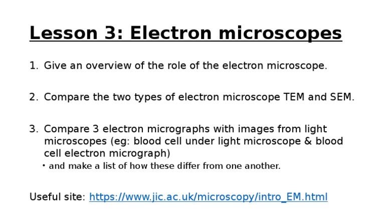 Lesson 3 Electron Microscope | PDF | Science & Mathematics