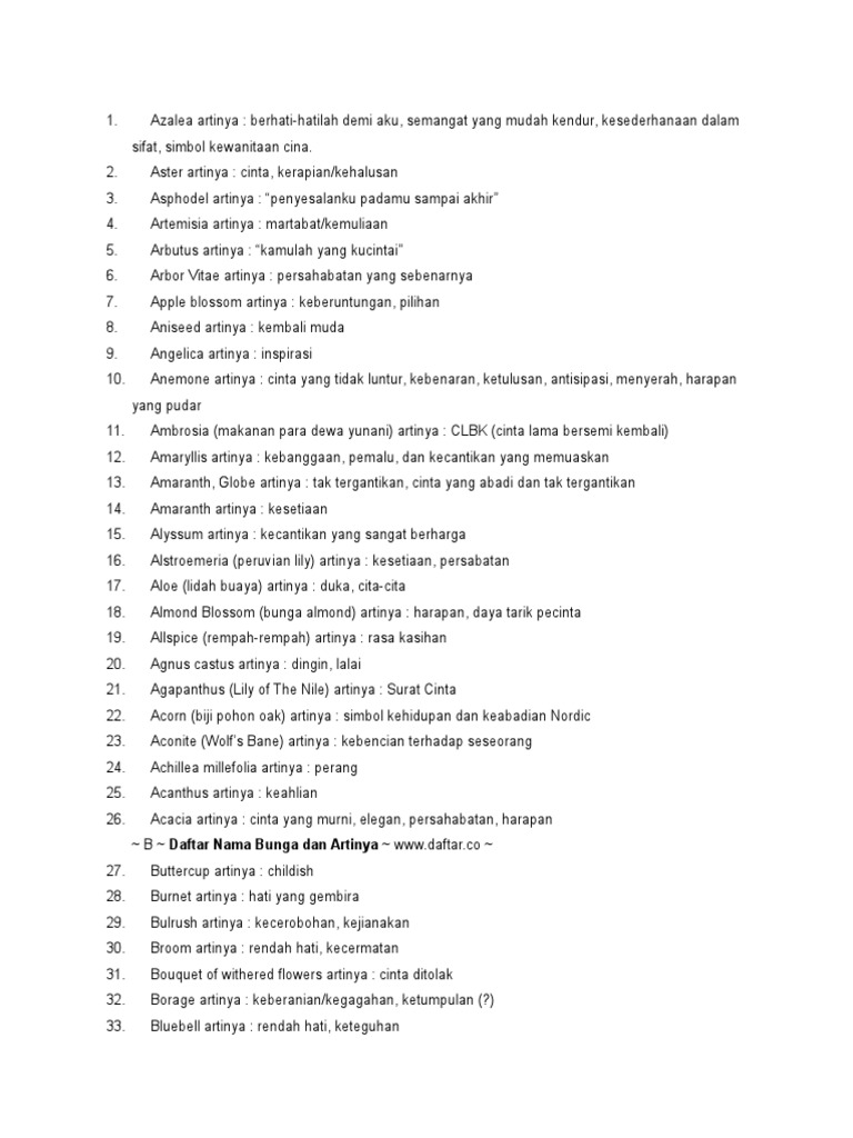 Bunga Dan Artinya | PDF