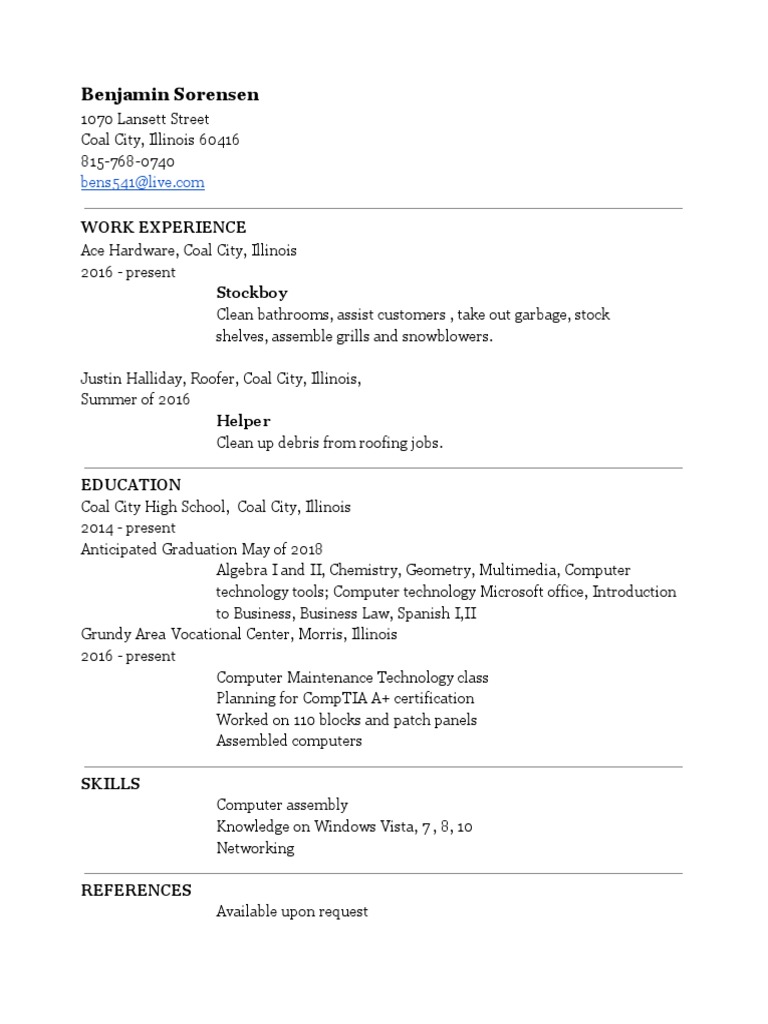 Benjamin Sorensen Resume Overview | PDF