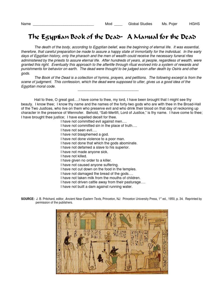 The Egyptian Book of The Dead-A Manual For The Dead | PDF