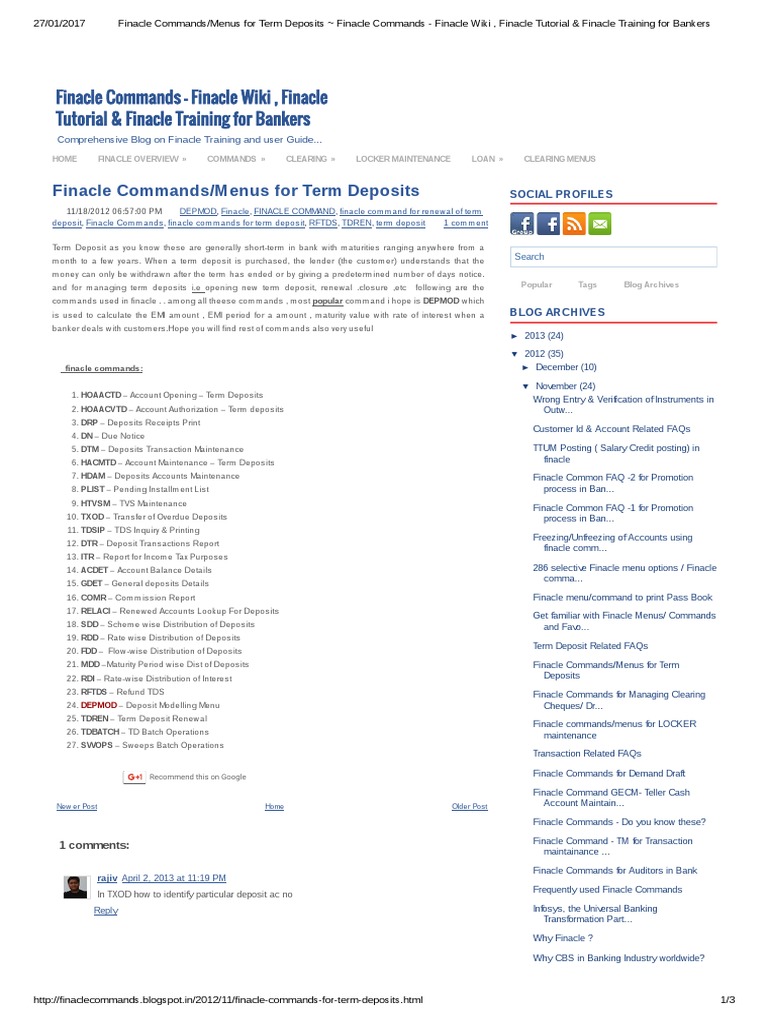 Finacle Commands - Menus For Term Deposits - Finacle Commands - Finacle Wiki, Finacle Tutorial ...