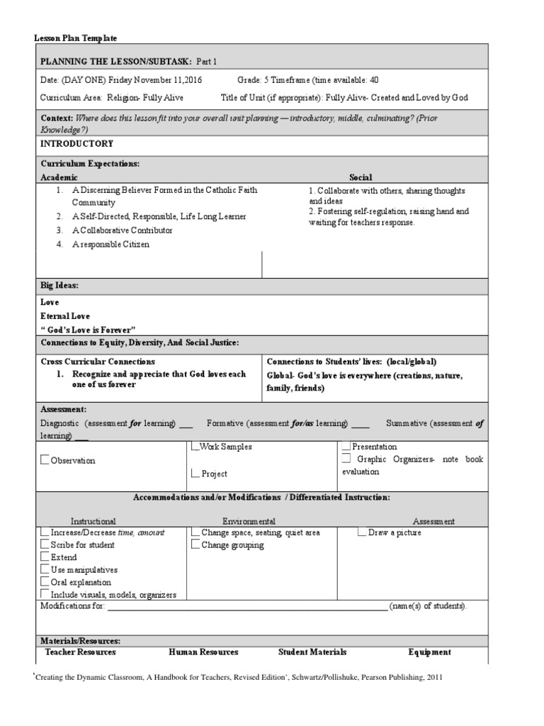 Fully Alive - Lesson Plan | Download Free PDF | Differentiated ...
