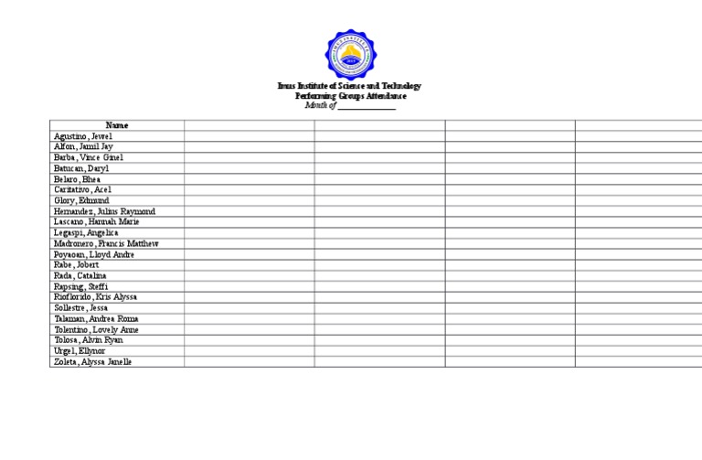 Imus Institute of Science and Technology Performing Groups Attendance | PDF